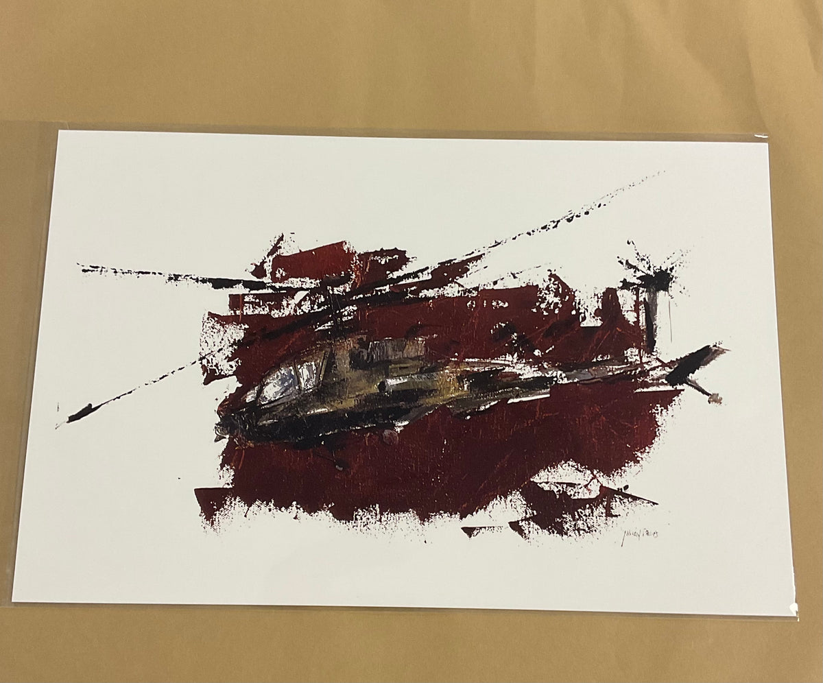 Apache Print by Jillian Phillips with red background – Aviation Museum ...