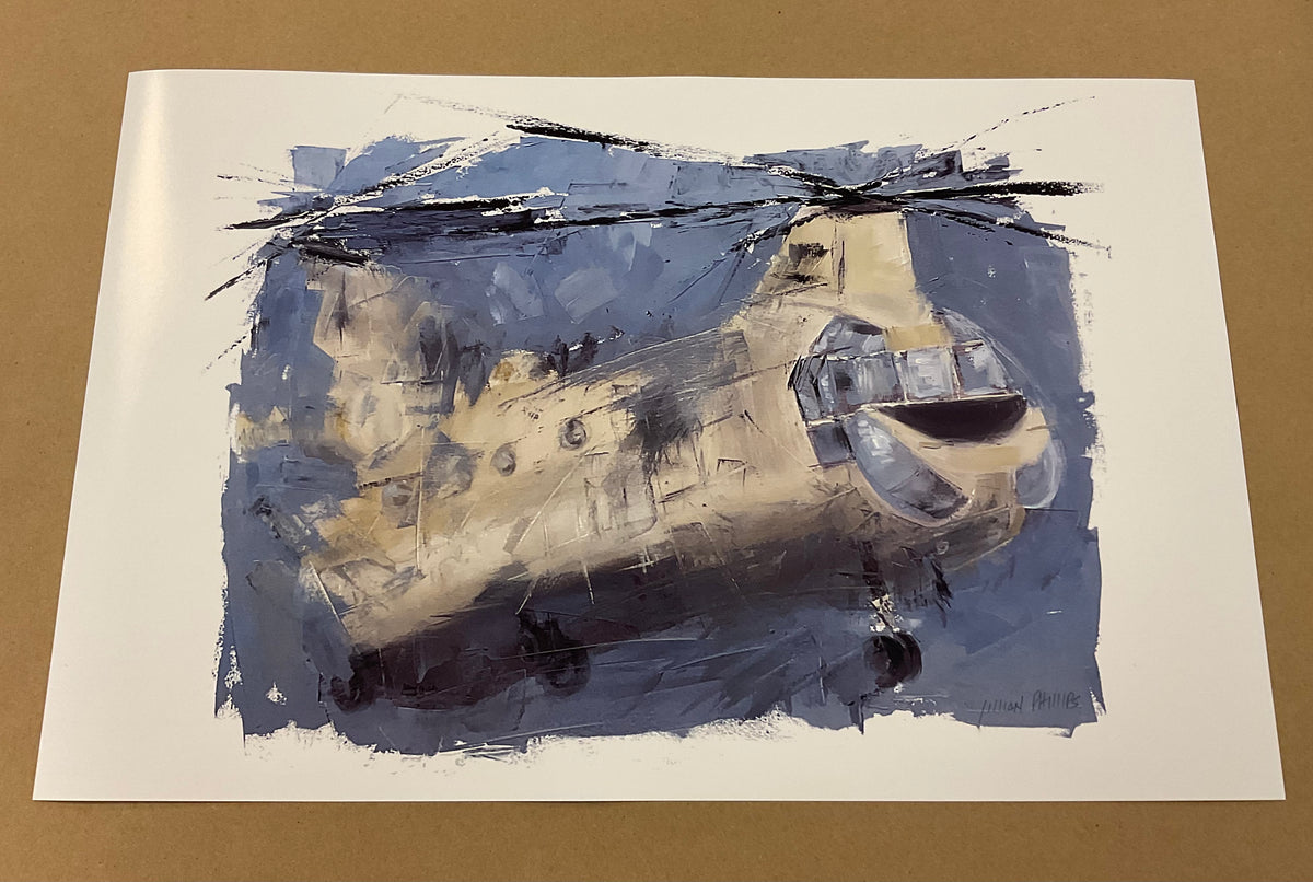 Chinook Print 11x17 by Jillian Phillips – Aviation Museum Gift Shop